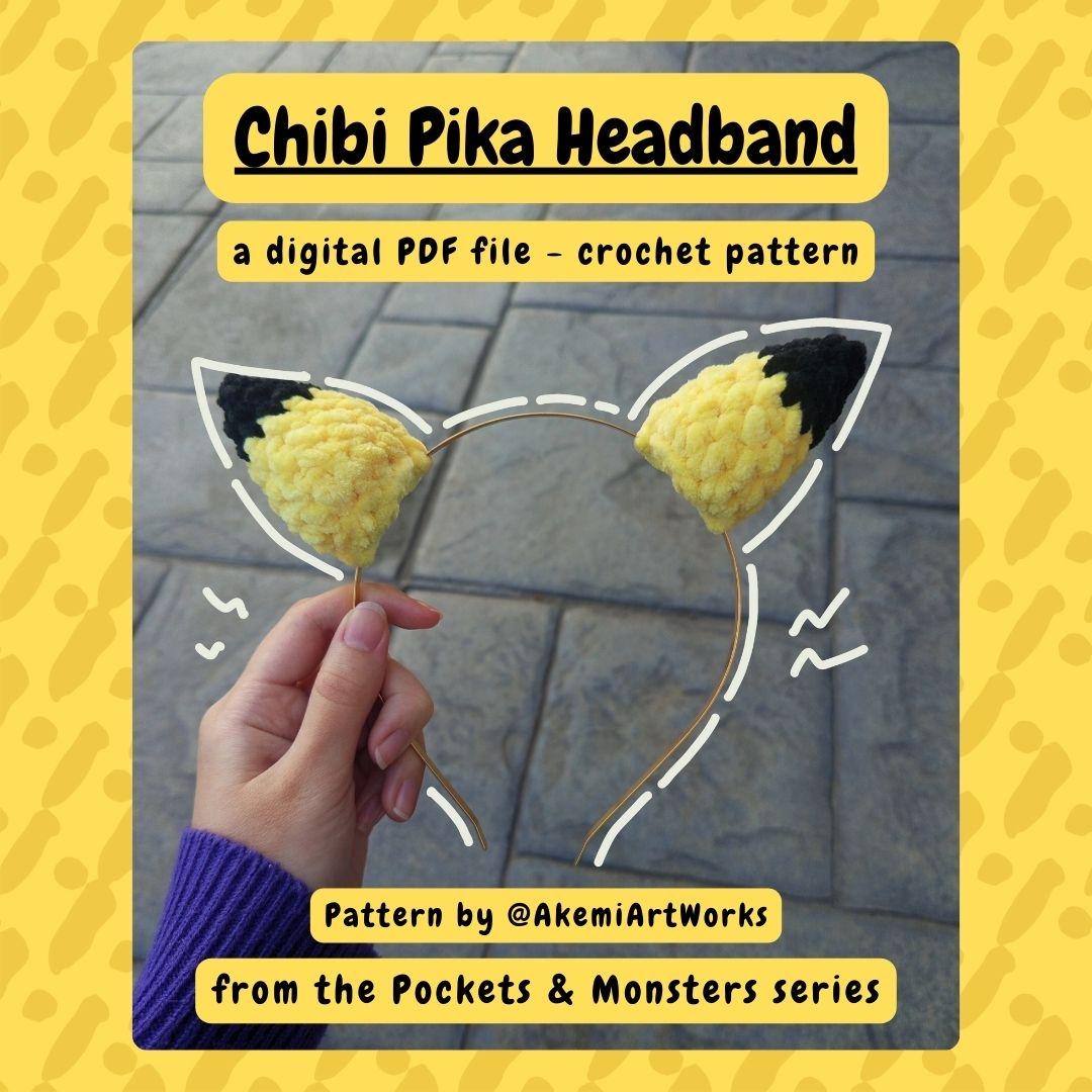 Chibi Pika Ears Headband From the Pockets & Monsters Series a PDF Crochet Pattern - Etsy