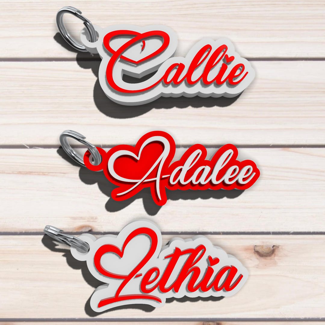 Personalized Heart Keychain – 3D Printed Customizable TPU, Durable and ...