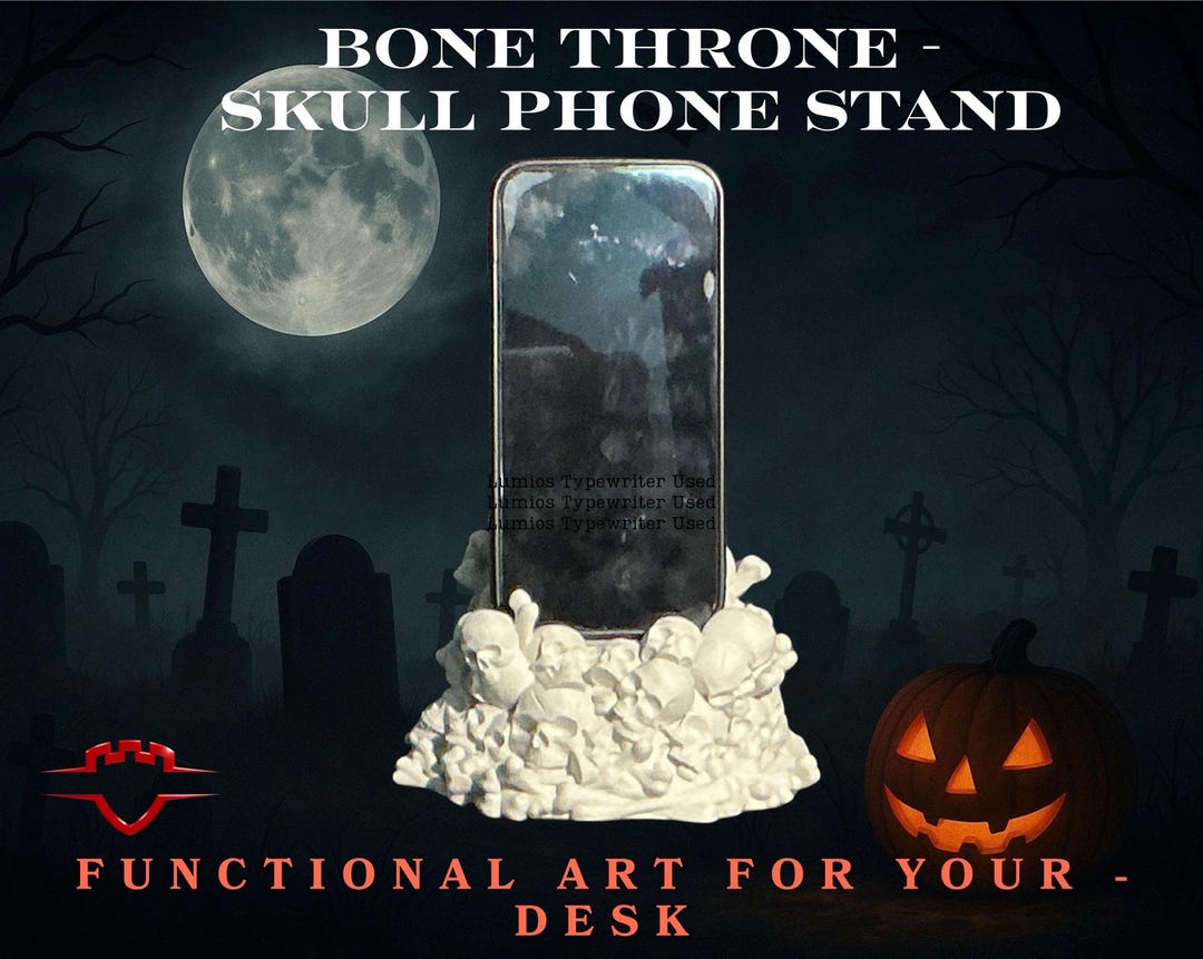 Bone Throne Phone Holder – Gothic Skull Stand, 3D Printed Desk & Home ...