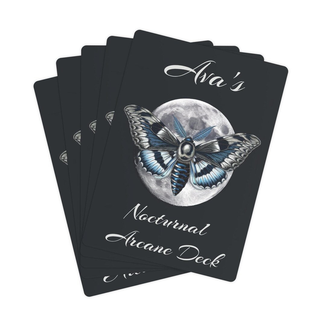 Custom Poker Cards, Moth and Full Moon Cottagecore Playing Cards ...