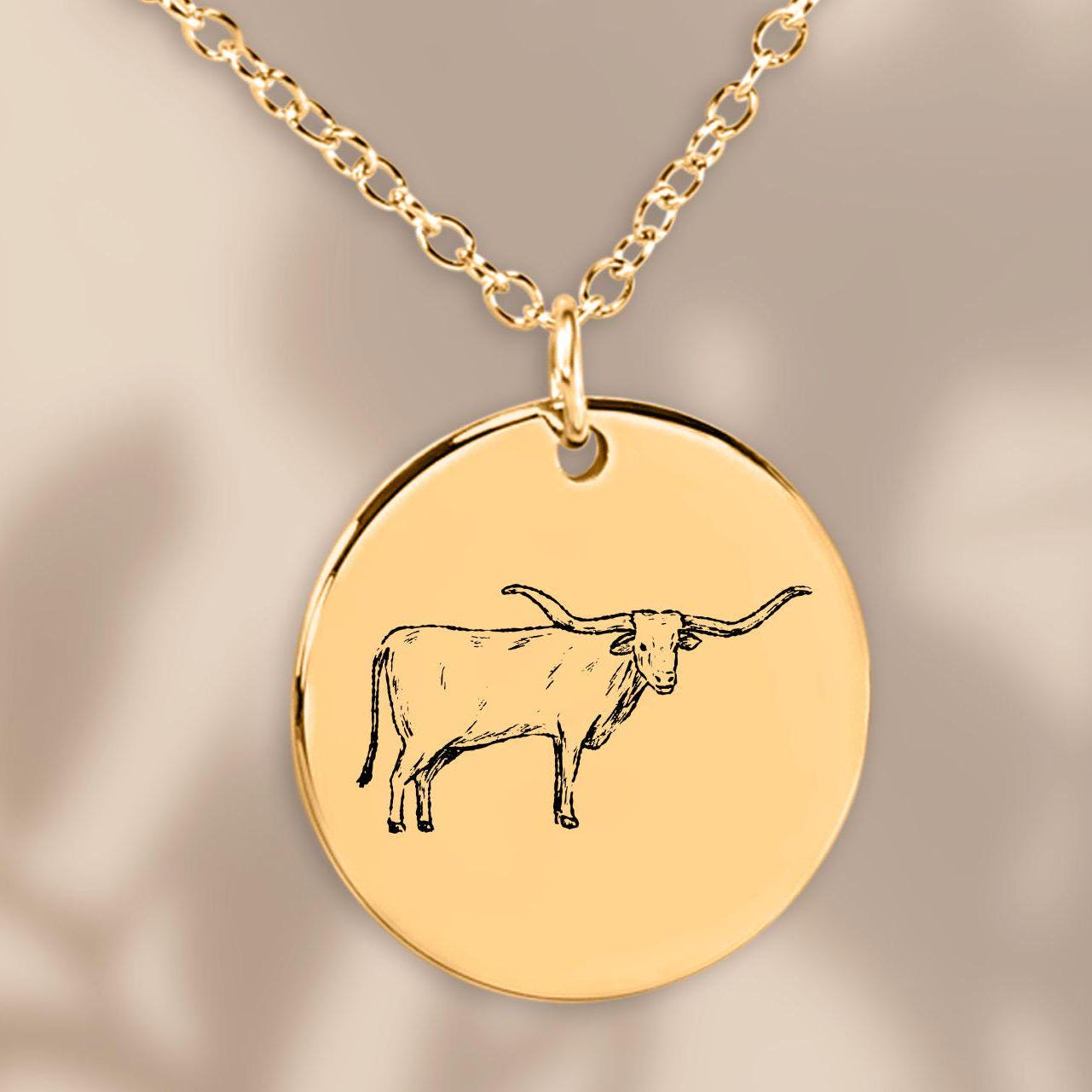 Custom Longhorn Necklace Stainless Steel, 18k Gold, or Rose Gold Plated ...