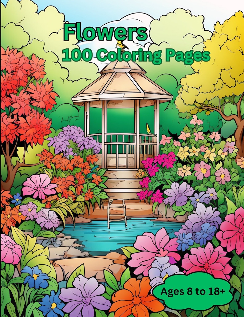 100 Flower Pages to Color - Etsy