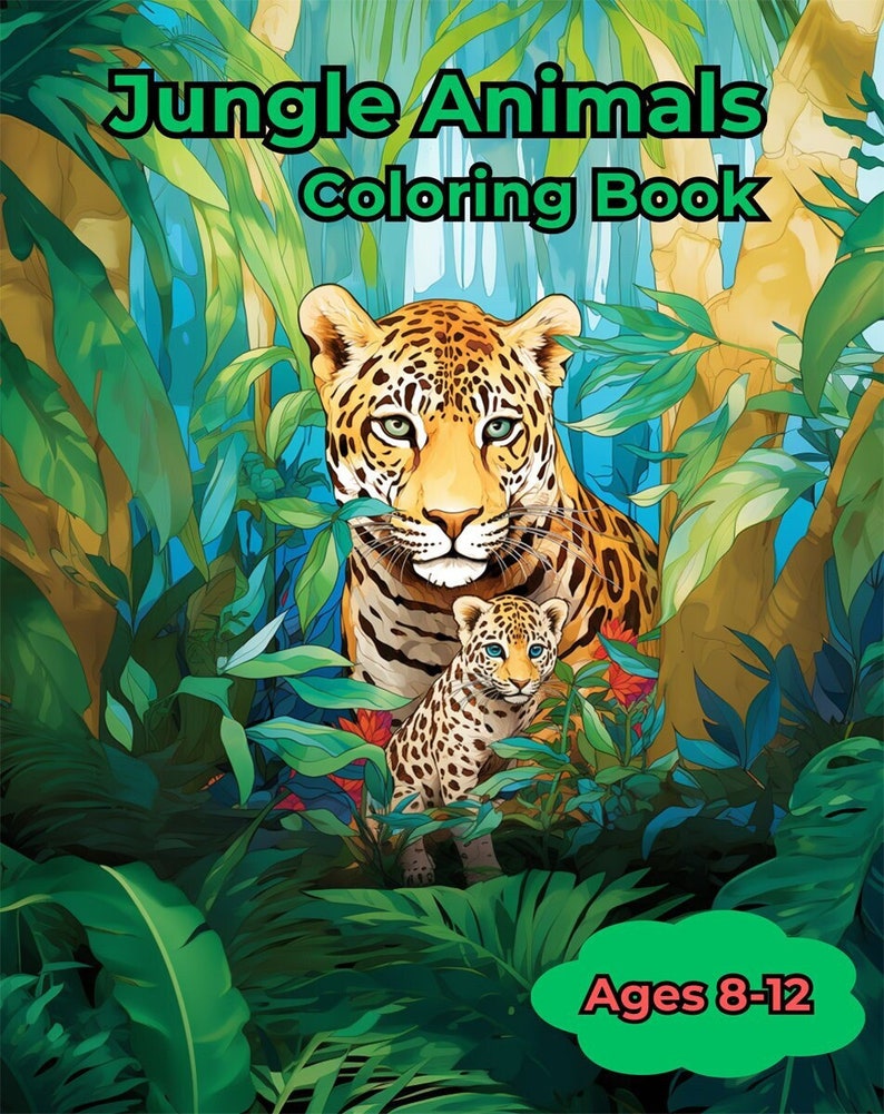 Jungle Animals Coloring Book - Etsy
