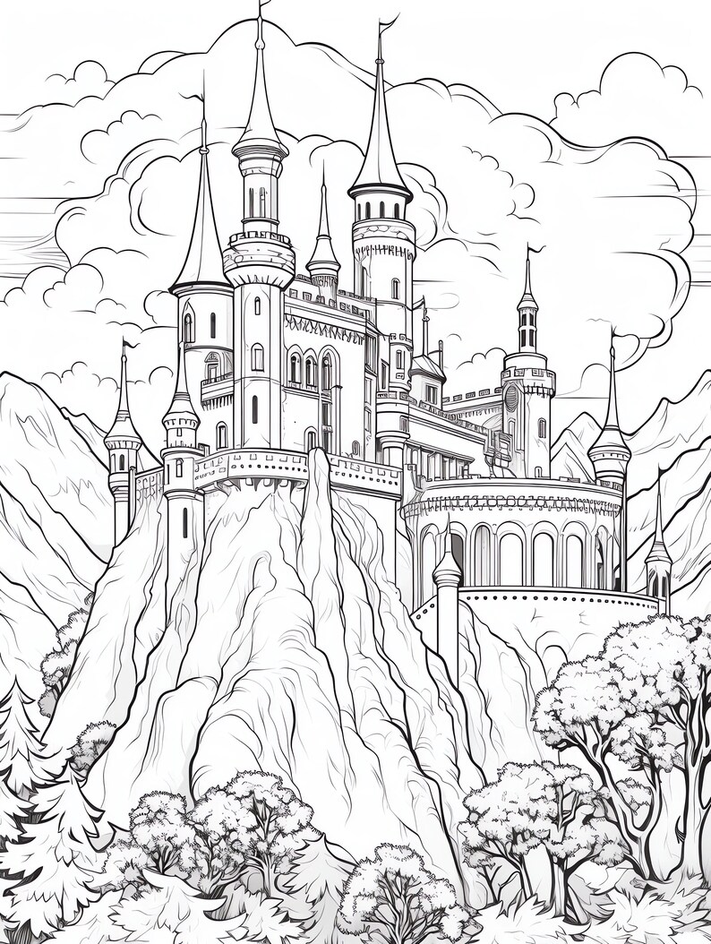 100 Castles to Color - Etsy