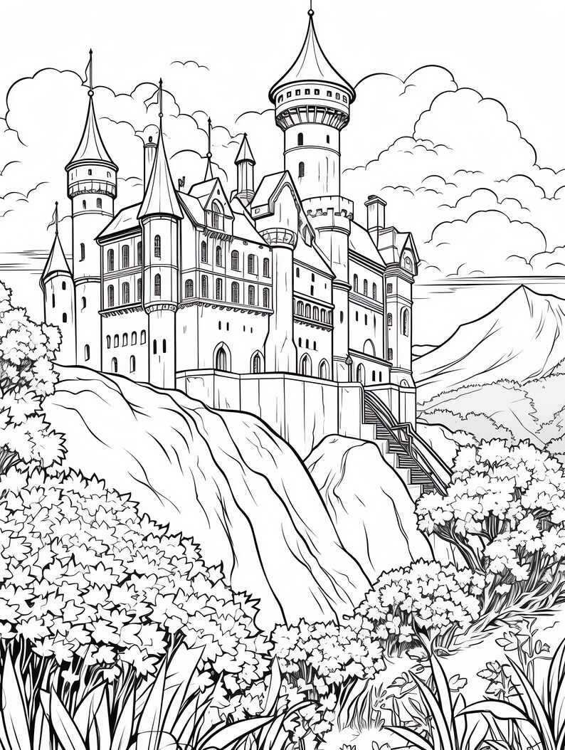 100 Castles to Color - Etsy