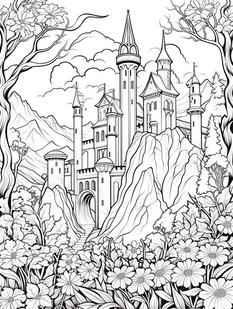 100 Castles to Color - Etsy