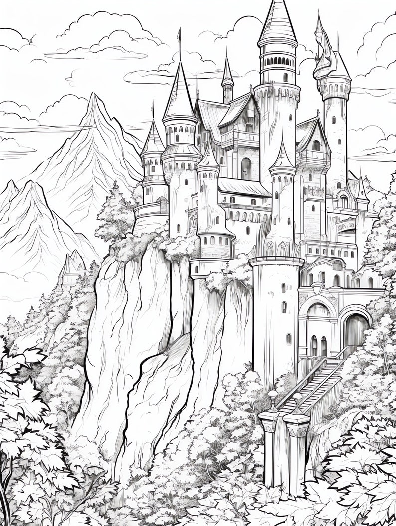 100 Castles to Color - Etsy