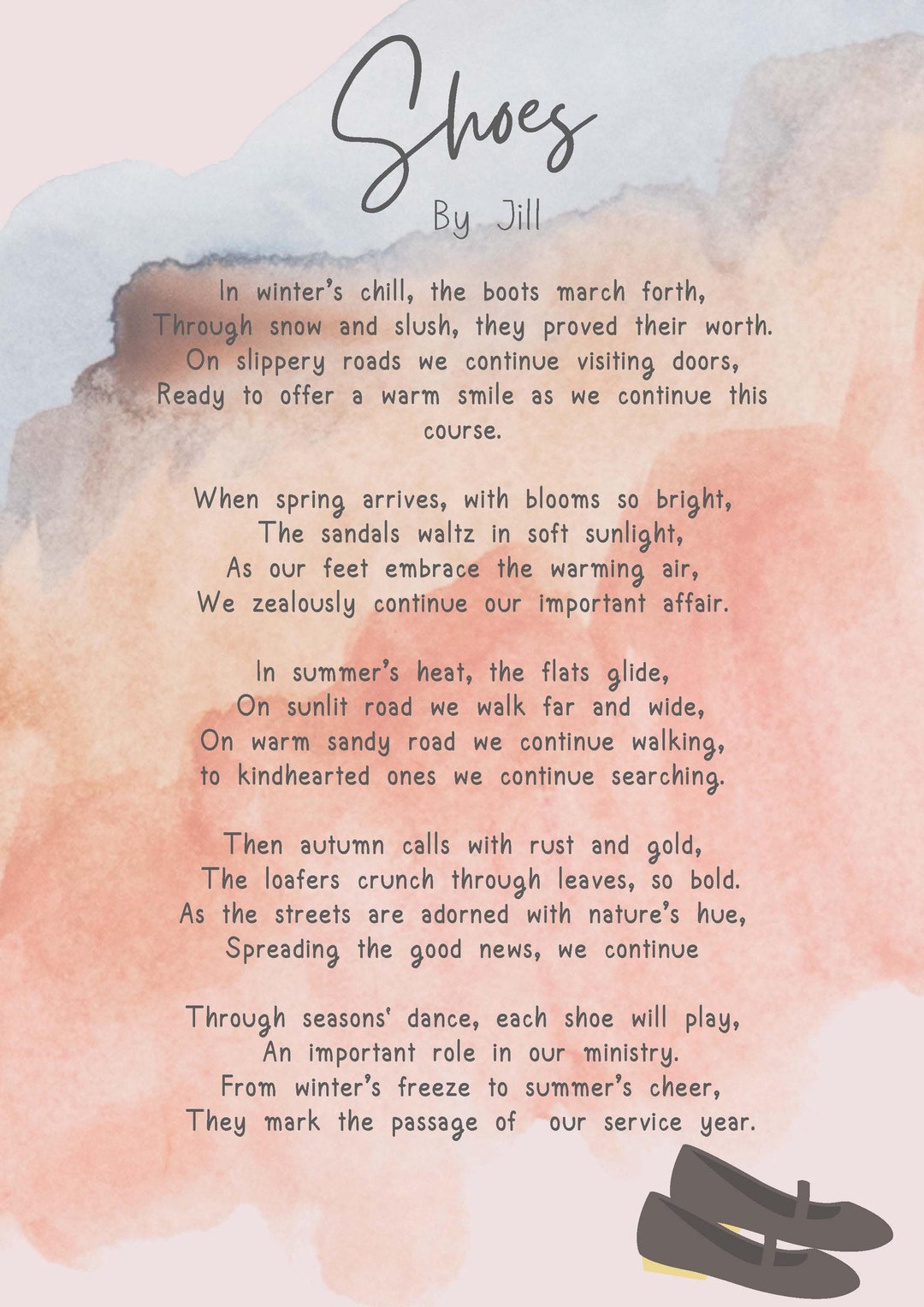 Digital/printable Poem shoes Original Poetry Print Wall Art Sizes A3 ...