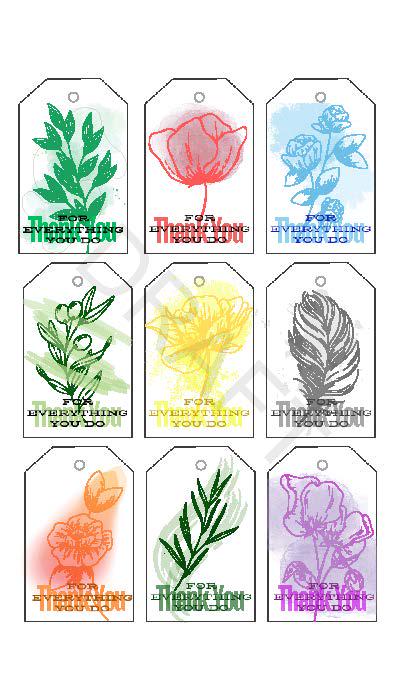 Art Line Gift Tags Digital/printable Tags in 36 Assorted Colors and ...