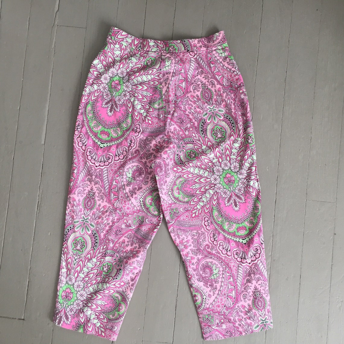 1990s Young Vintage Pink Paisley Clamdiggers Capris Briggs New - Etsy