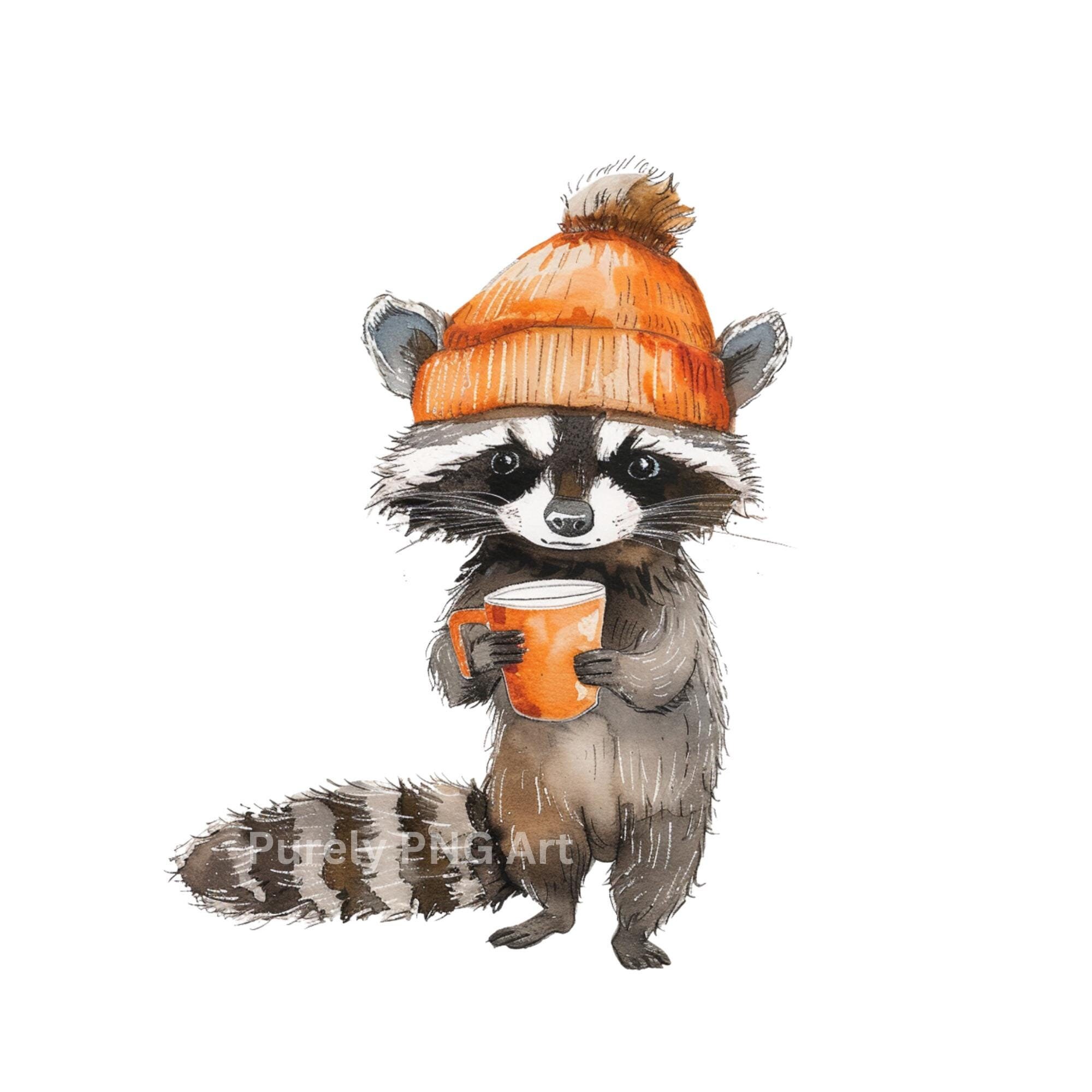 Cute Raccoon Fall PNG Download, Halloween Clip Art File, Feral Autumn ...