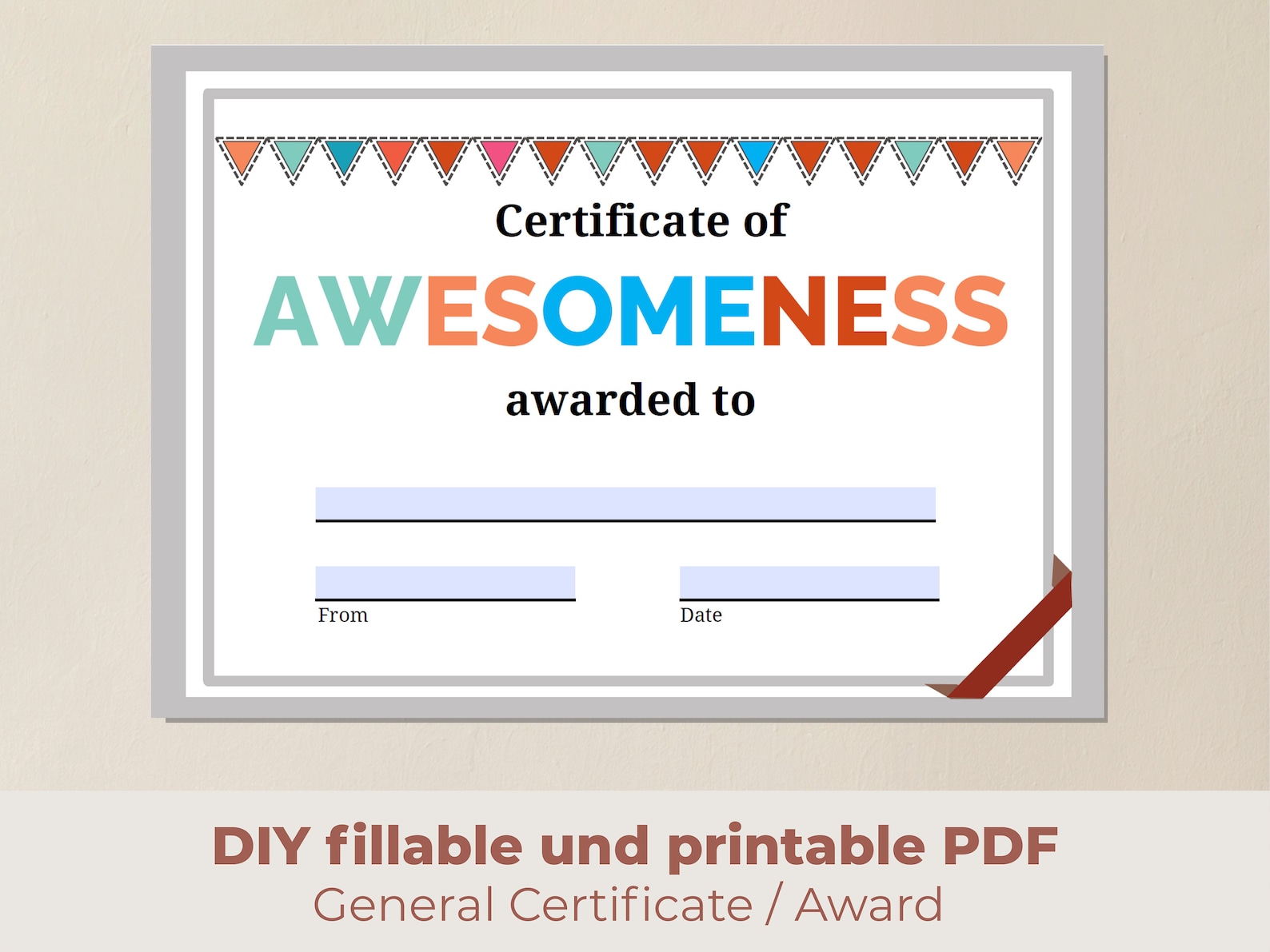 Certificate of Awesomeness PDF Printable Fillable and Printable ...