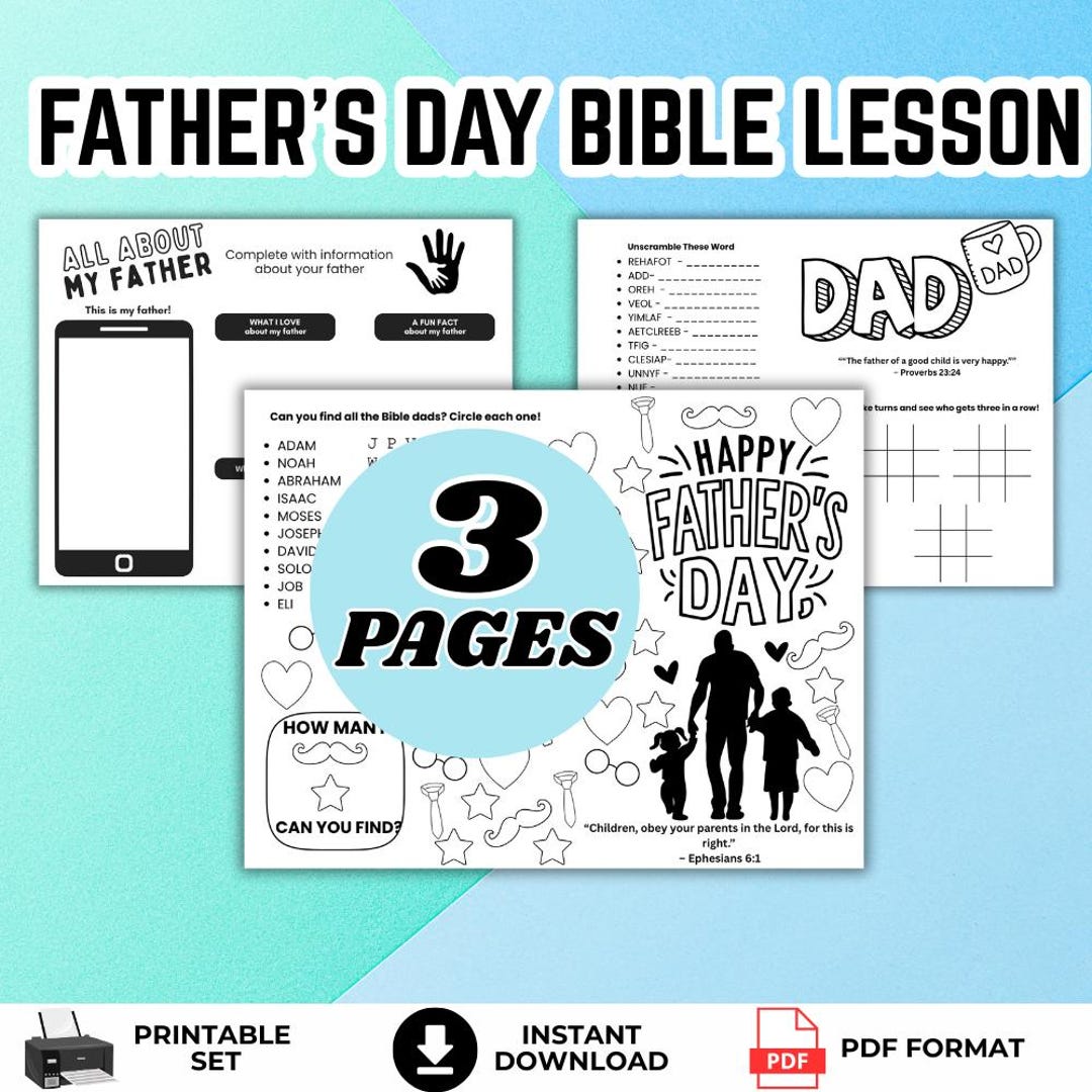 Bible Dads Activity, Fathers Day Bible Lesson, Printable Kids Bible ...