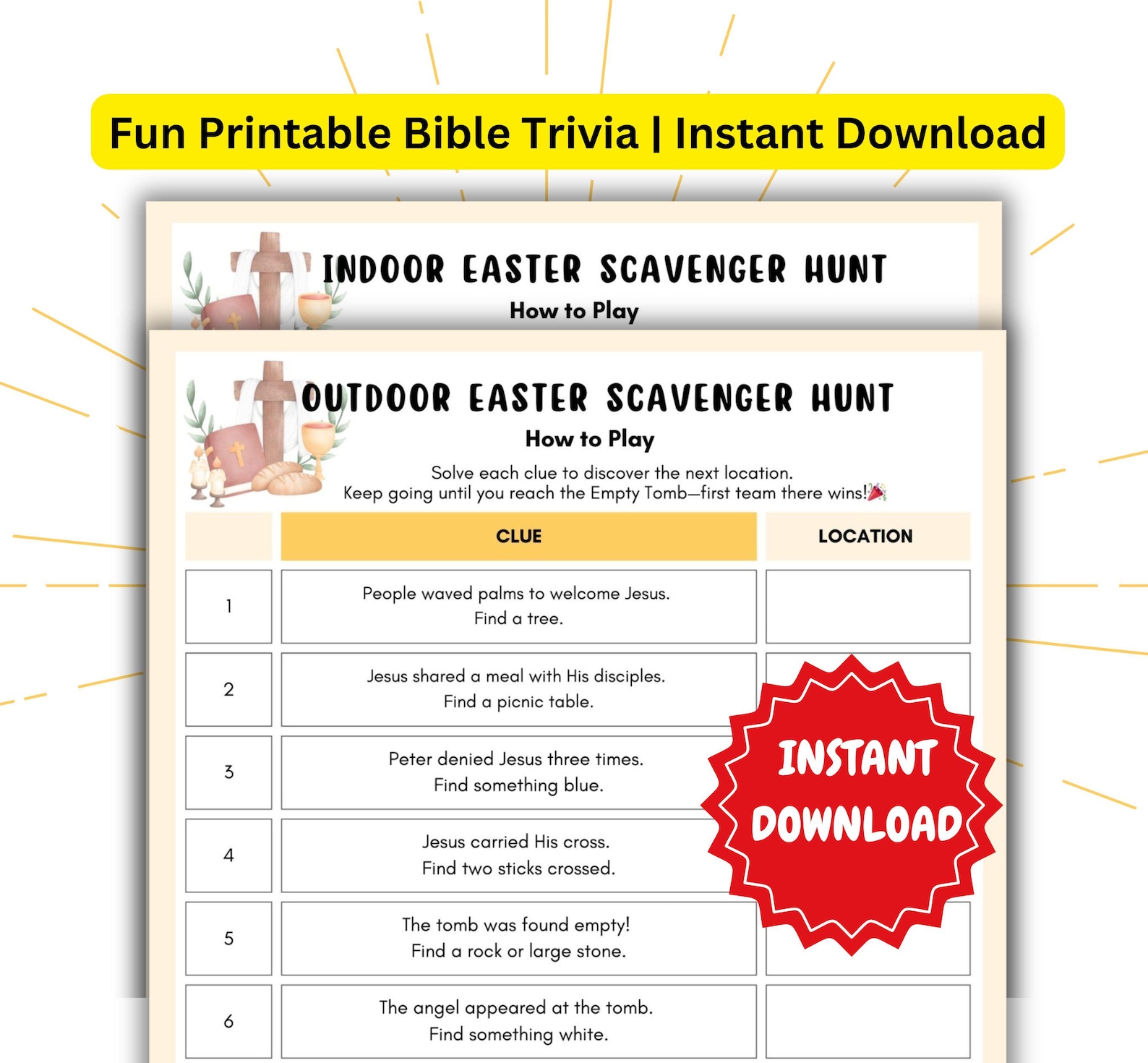 Religious Easter Scavenger Hunt, Easter Bible Scavenger Hunt, Easter ...