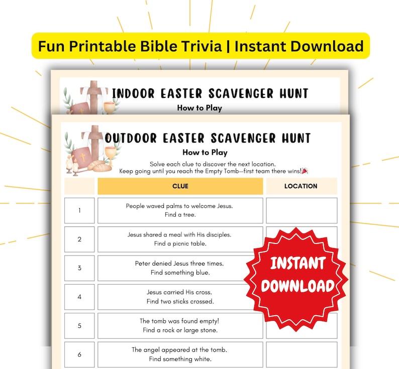 Religious Easter Scavenger Hunt, Easter Bible Scavenger Hunt, Easter ...