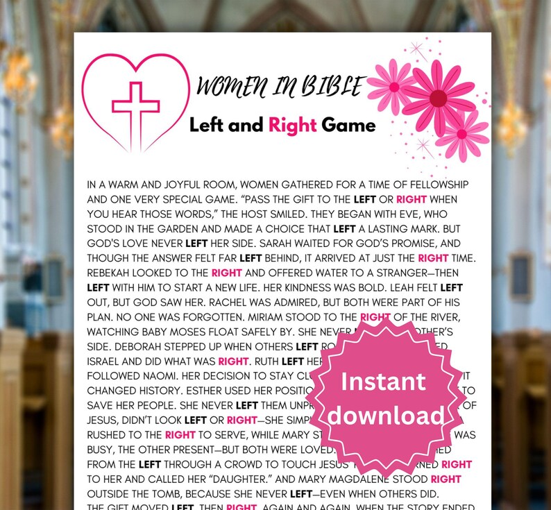 Women in Bible Left Right Game: Sunday School Activity (digital Download) - Etsy