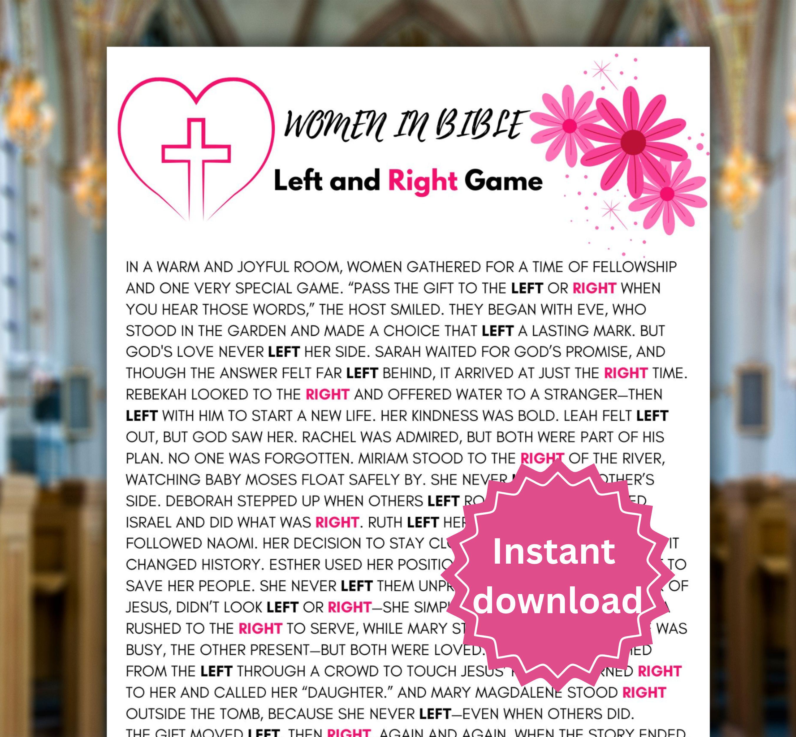 Women in Bible Left Right Game: Sunday School Activity (digital ...