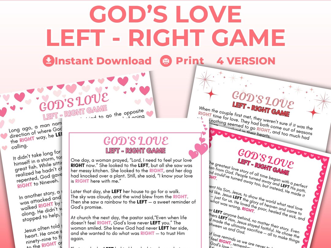 God's Love Left Right Game: Valentine's Day Printable (PDF) - Etsy