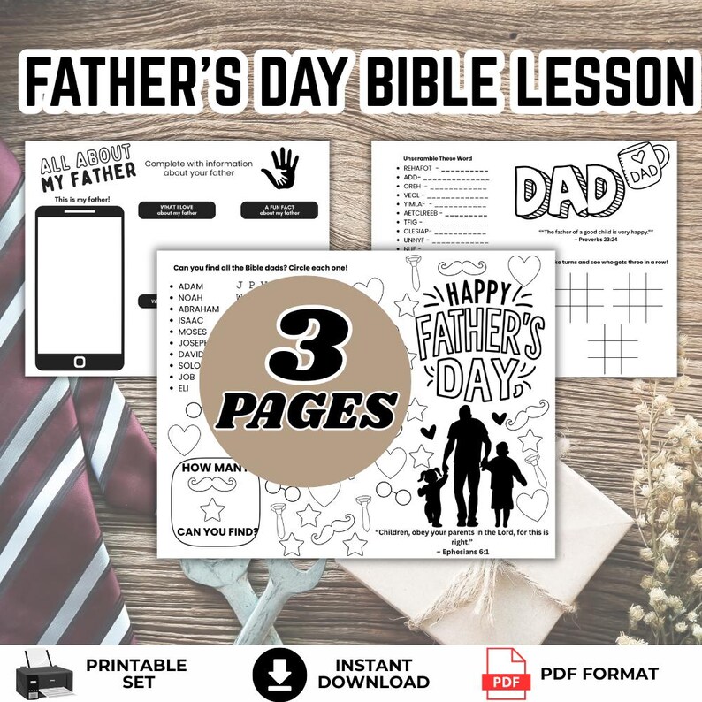 Bible Dads Activity, Fathers Day Bible Lesson, Printable Kids Bible ...