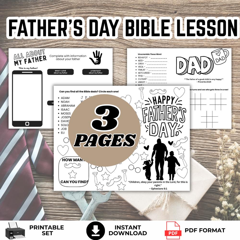 Bible Dads Activity, Fathers Day Bible Lesson, Printable Kids Bible ...