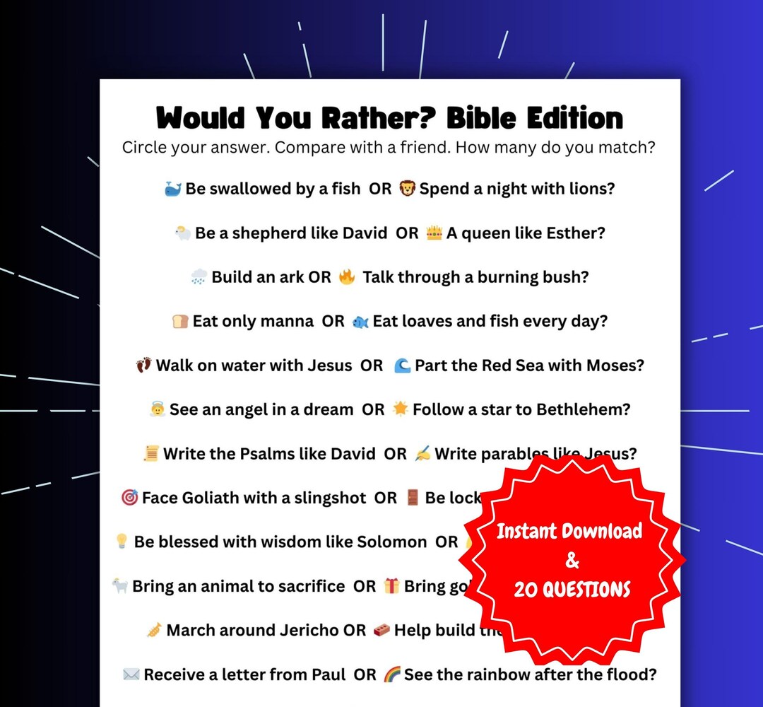 Would You Rather Bible, Youth Group Games, Worship Jw Bible, Church ...