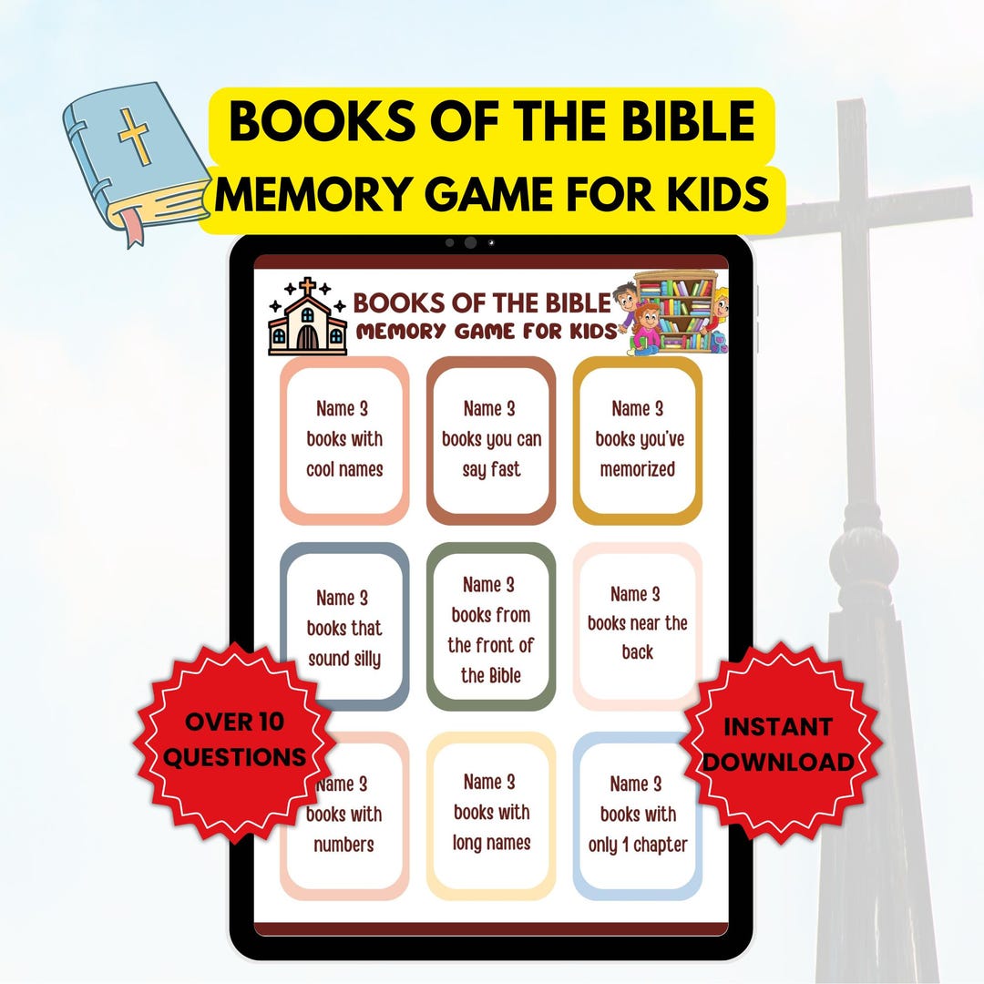 Books of Bible Memory Game Kids, Bible Games for Kids, Bible Game, Kids ...