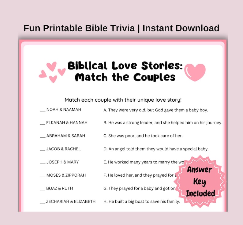 Bible Couples Trivia Game: Christian Valentine's Activity (PDF) - Etsy