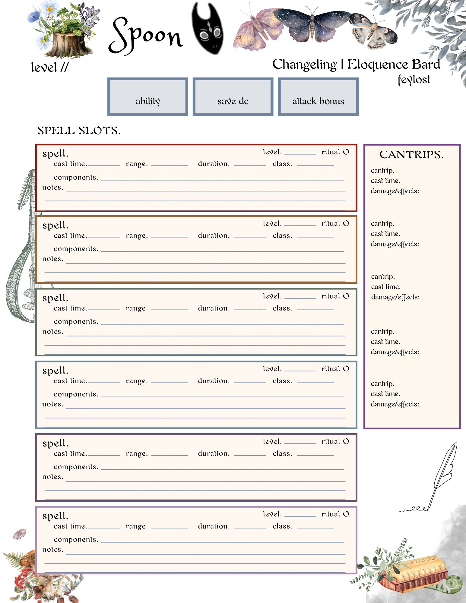 Custom Dnd Character Sheets Fully Custom Unique & Aesthetic Designs - Etsy
