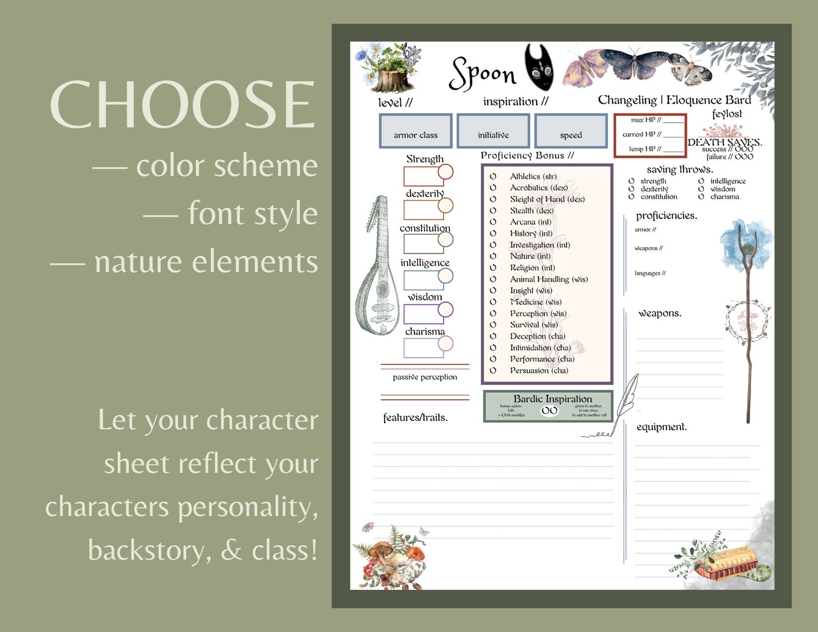 Custom Dnd Character Sheets Fully Custom Unique & Aesthetic Designs ...