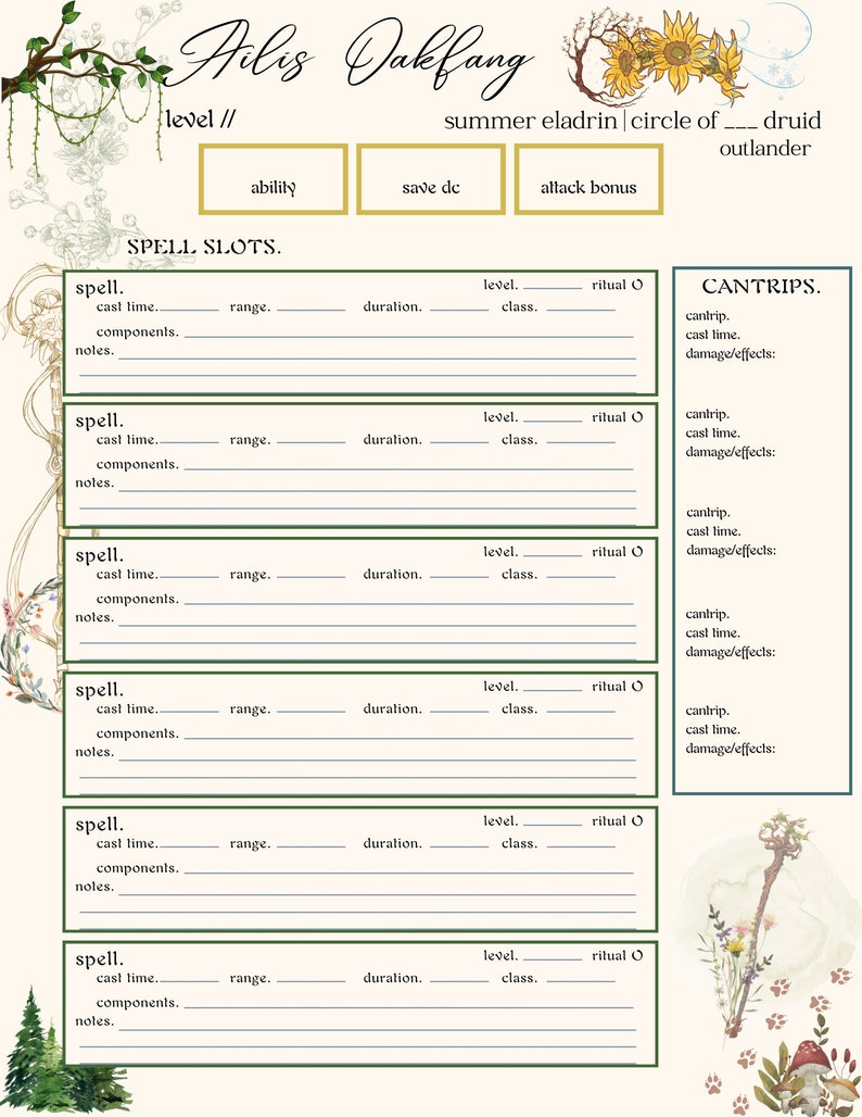 Custom Dnd Character Sheets Fully Custom Unique & Aesthetic Designs - Etsy