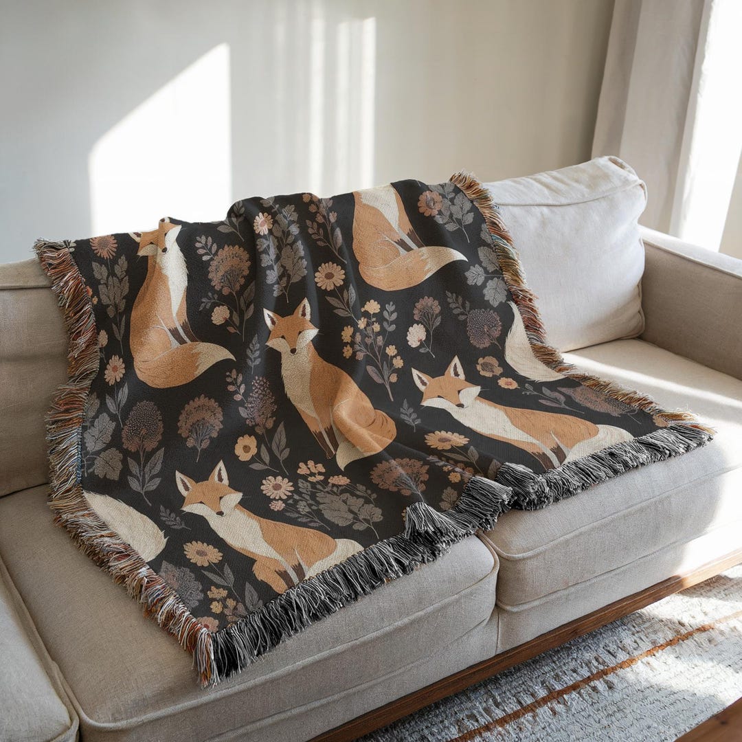 Fox Blanket Custom, Forest Blanket Cottagecore Blanket Enchanted Forest ...