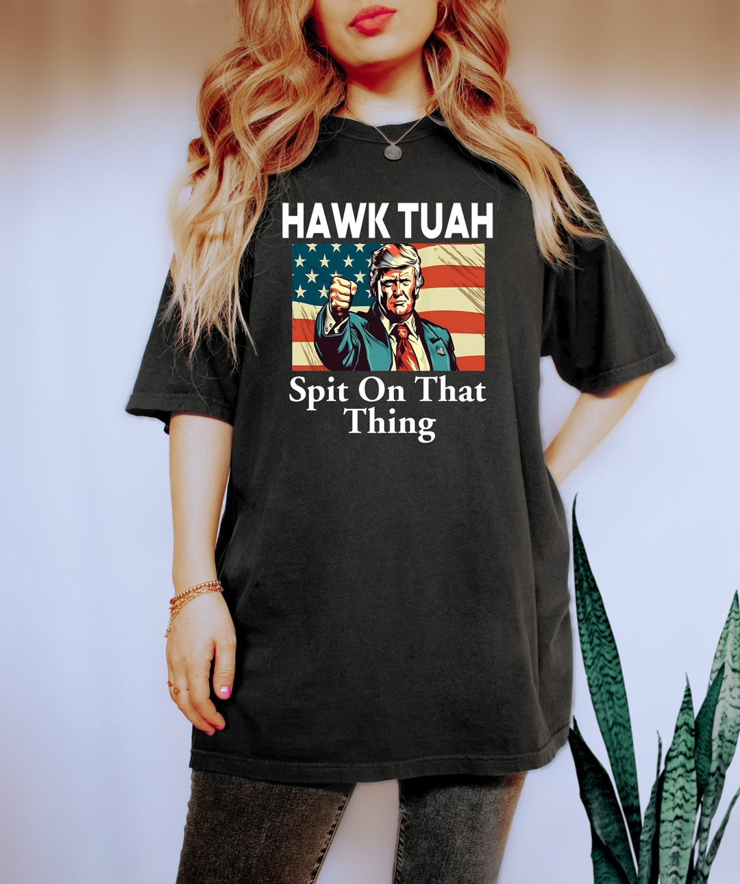Trump Hawk Tuah Spit on That Thang 2024 Shirt Hawk Tuah 24, Hawk Tuah ...