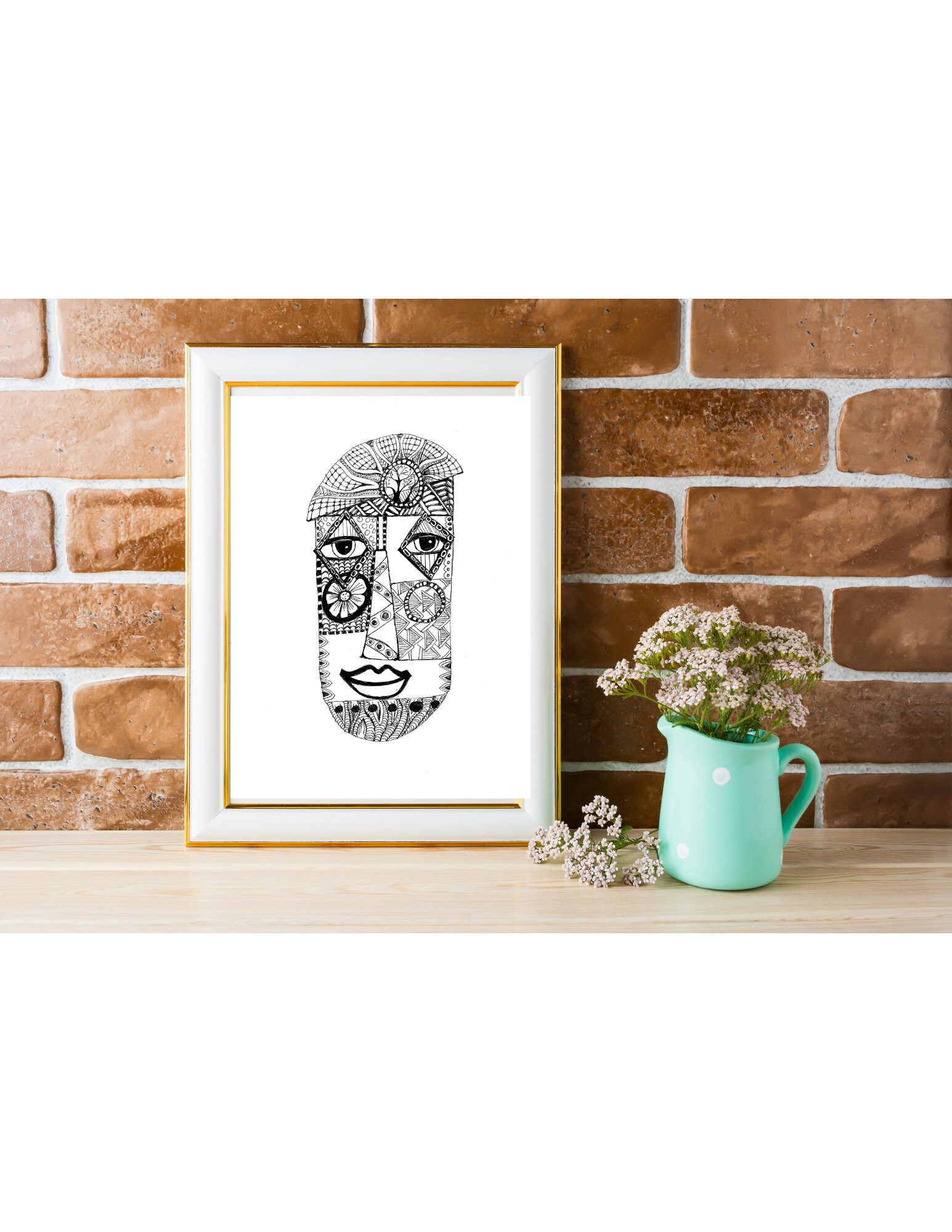 Zentangle Face, B/w Digital Print, Digital Art, Art Print, Wall Decor ...