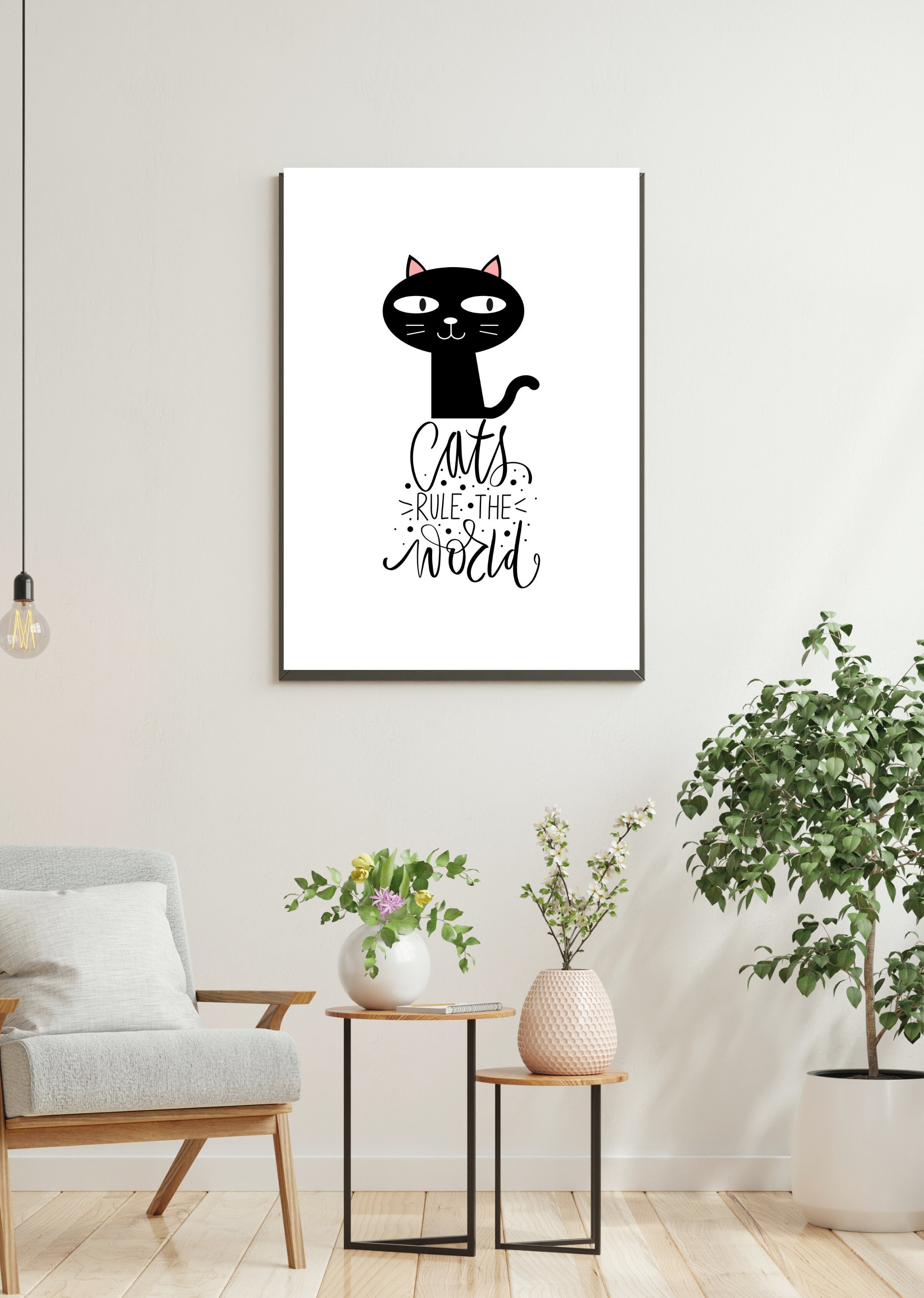 Printable Cat Art, Wall Art, Cat Art, Black Cat Art, Digital Art ...