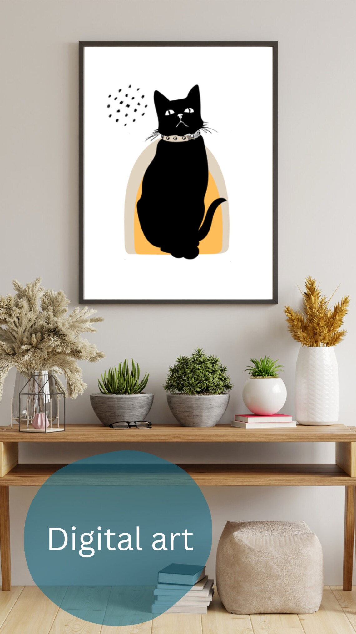 Printable Cat Art, Wall Art, Cat Art, Black Cat Art, Digital Art ...