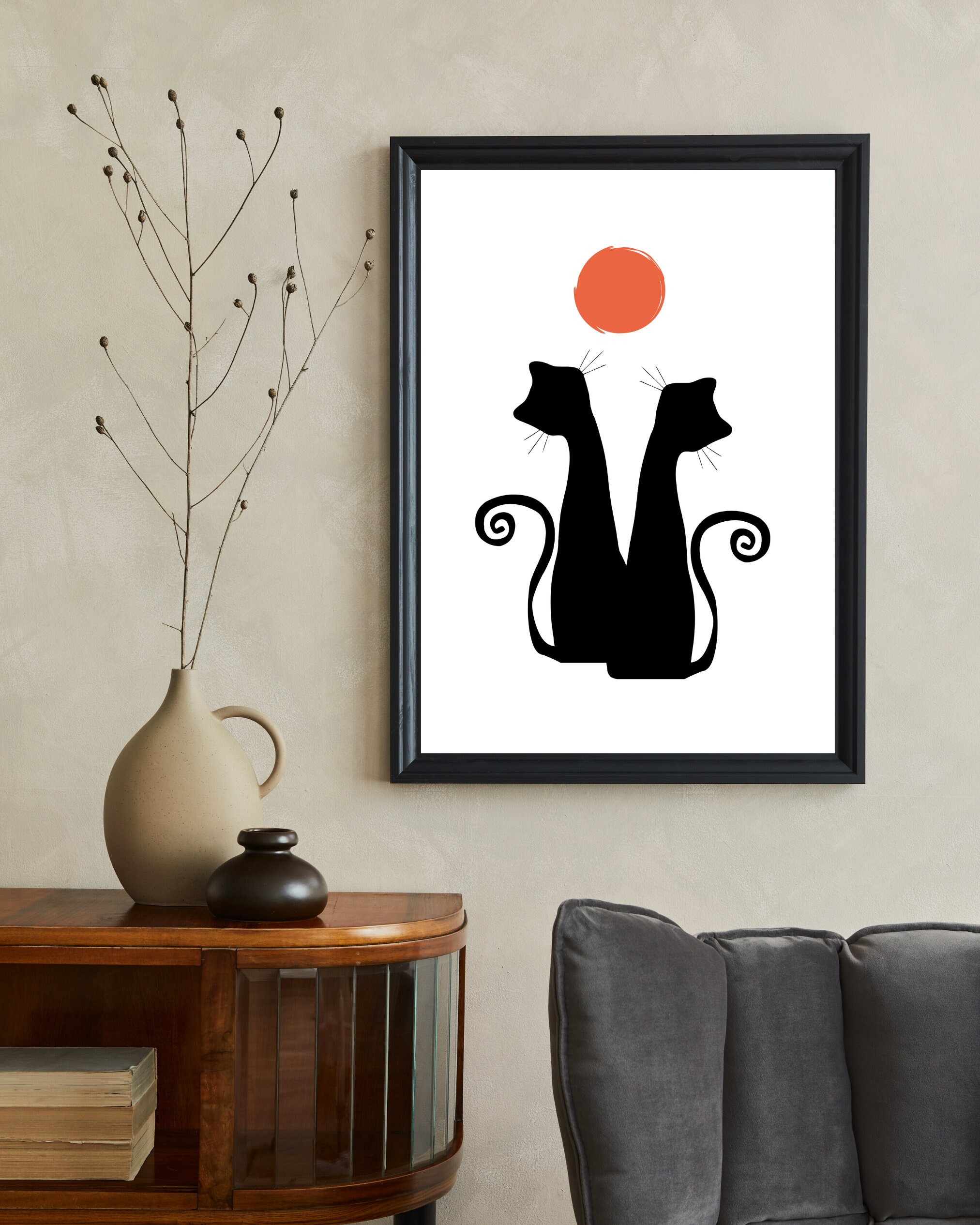 Instant Download Art, Printable Cat Art. Black Cat Art, Digital Art, Digital Cat Art, Wall Art ...
