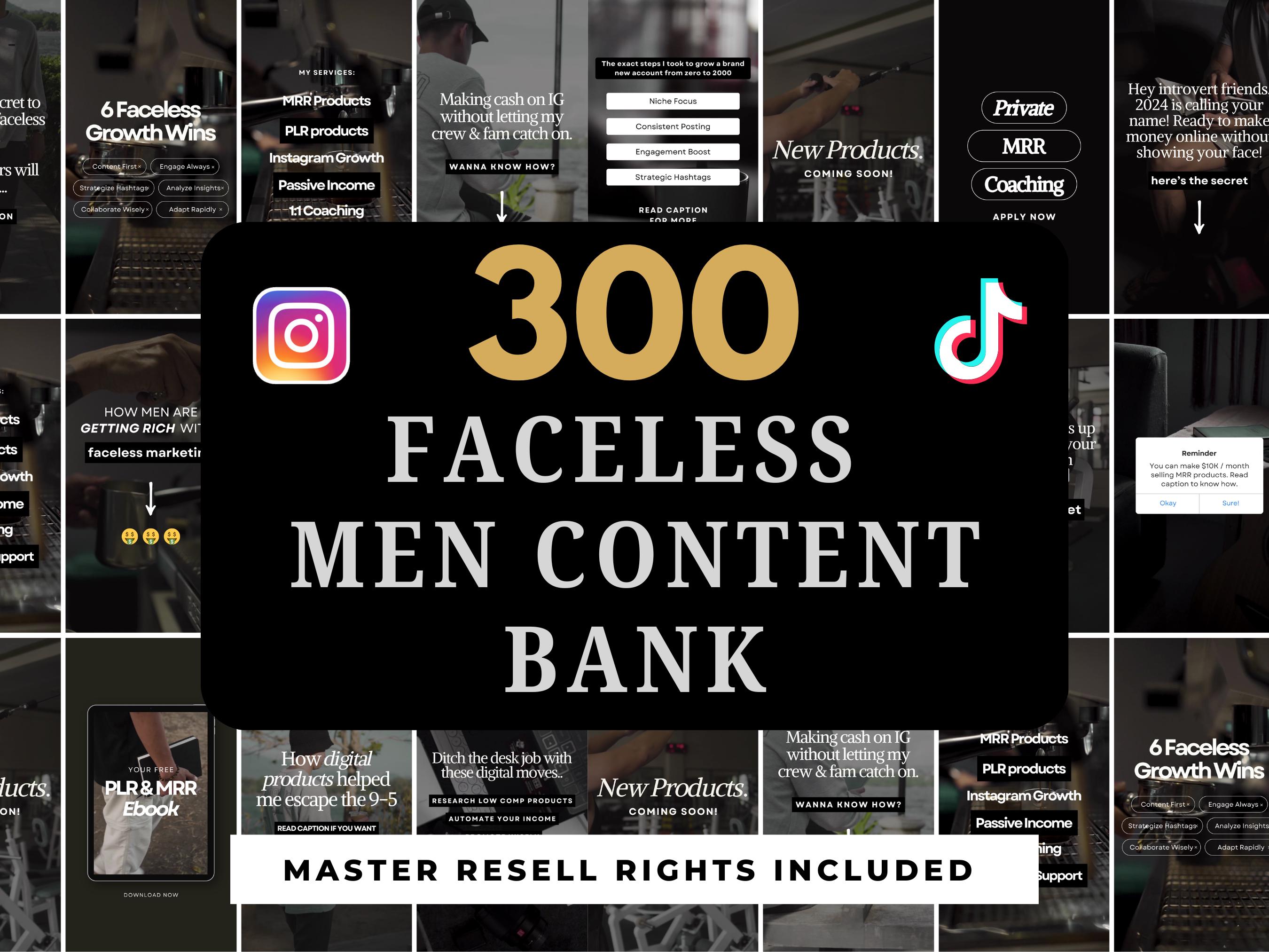 Faceless Men Digital Marketing Bundle, Faceless Instagram, PLR Ebook ...
