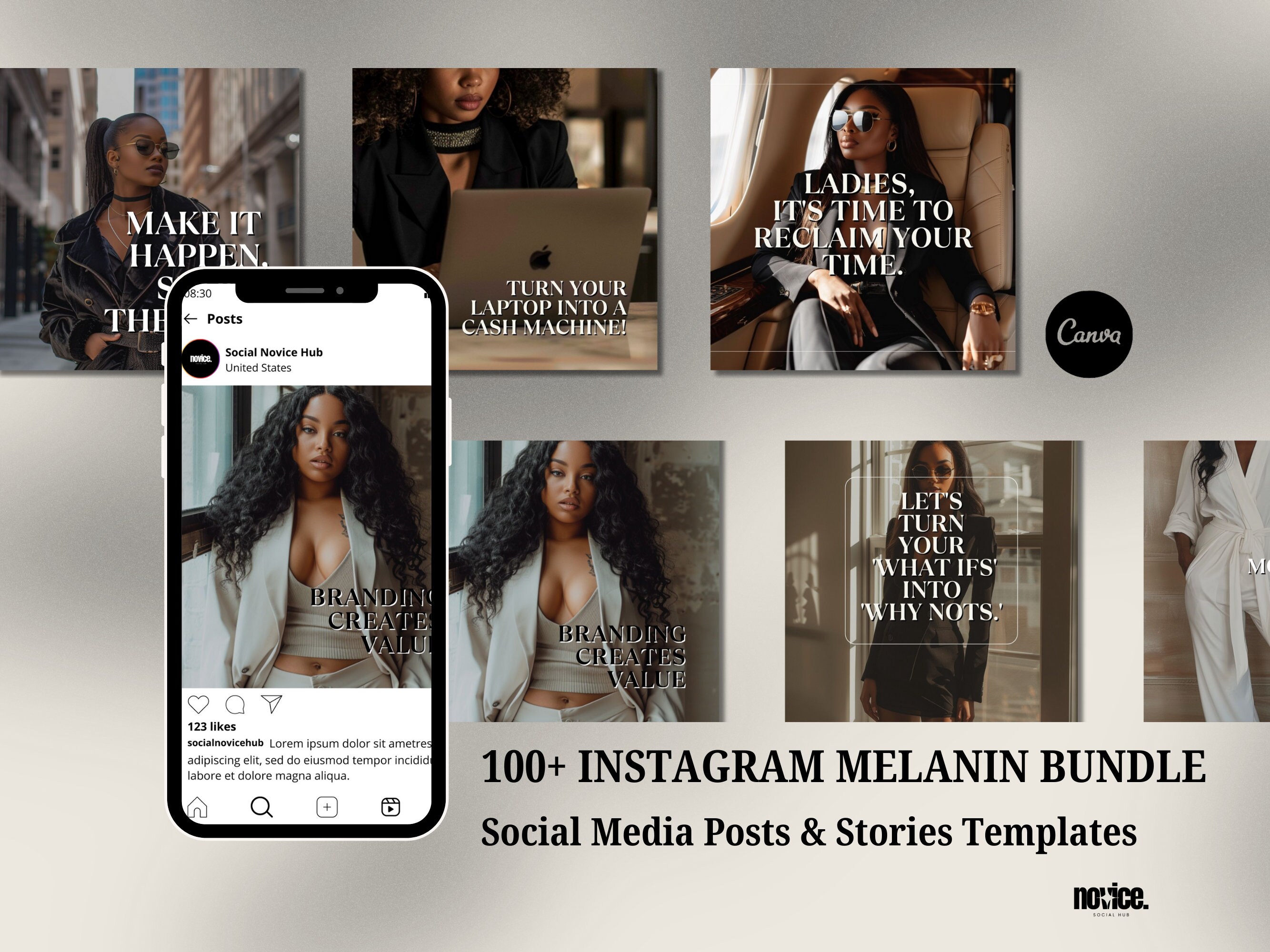 Melanin Instagram Posts & Story Templates for Faceless Digital ...