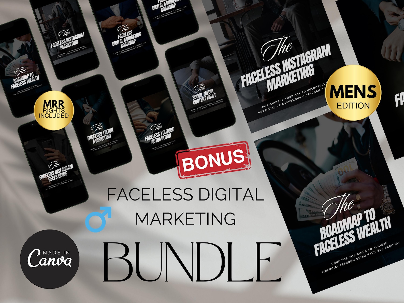 Faceless Men Digital Marketing Bundle, Faceless Instagram, PLR Ebook ...