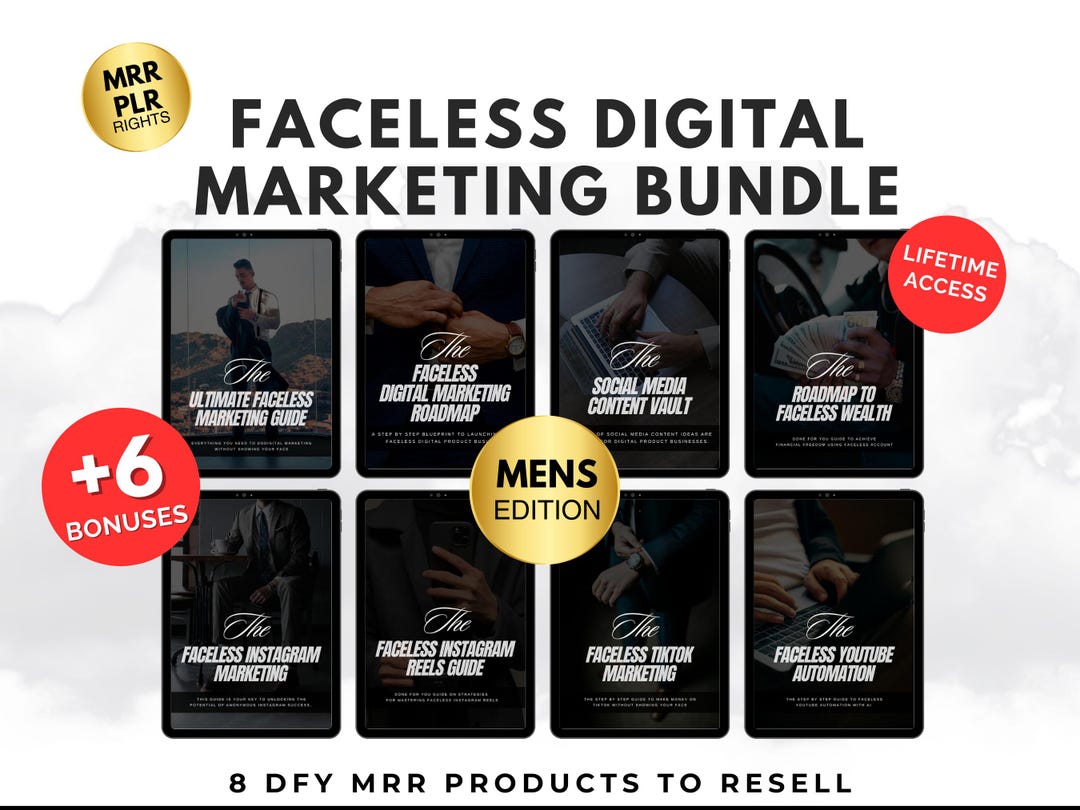 Faceless Men Digital Marketing Bundle, Faceless Instagram, PLR Ebook ...