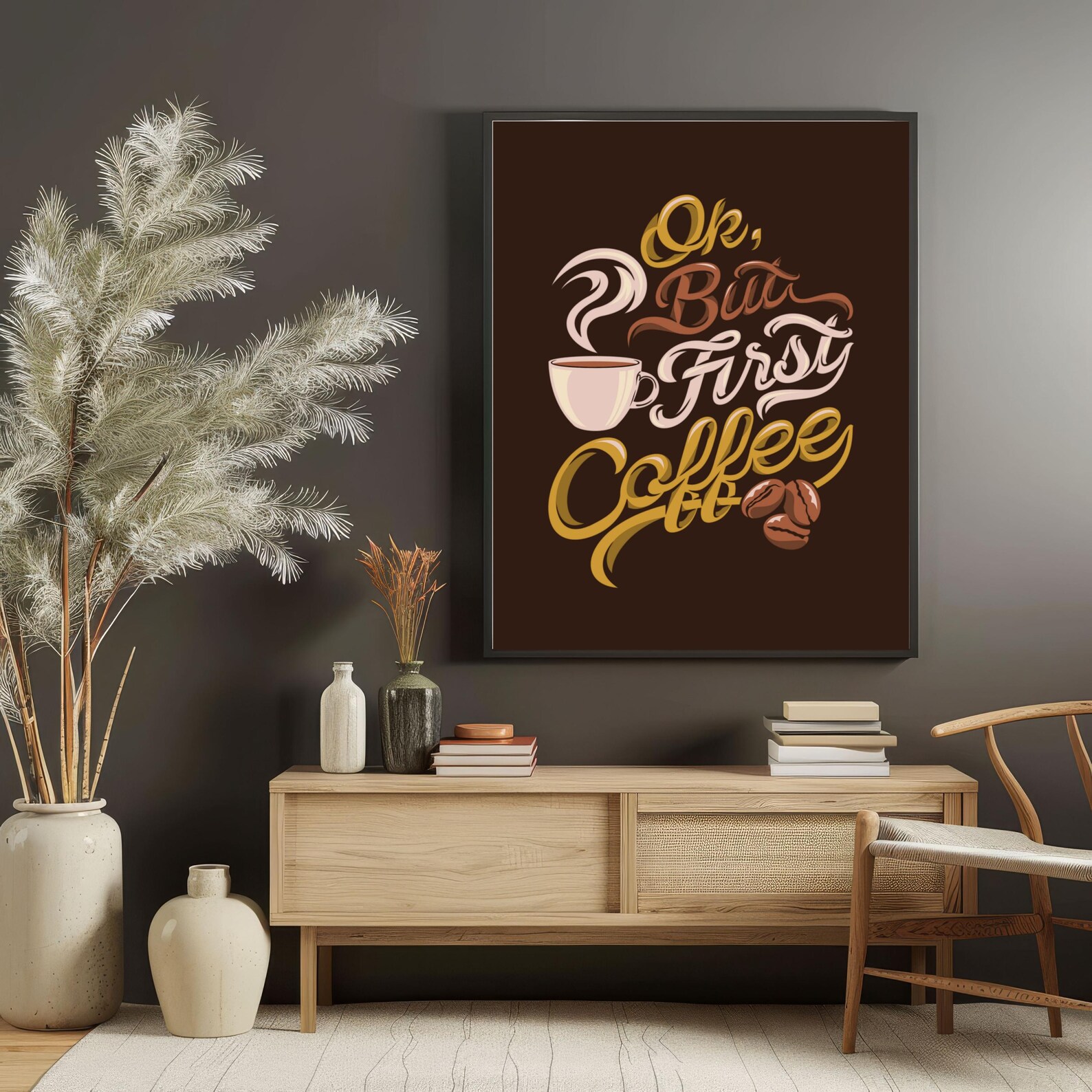 Ok First Coffee Poster, Cafe Poster, Vintage Wall Art, Kitchen Wall Art ...