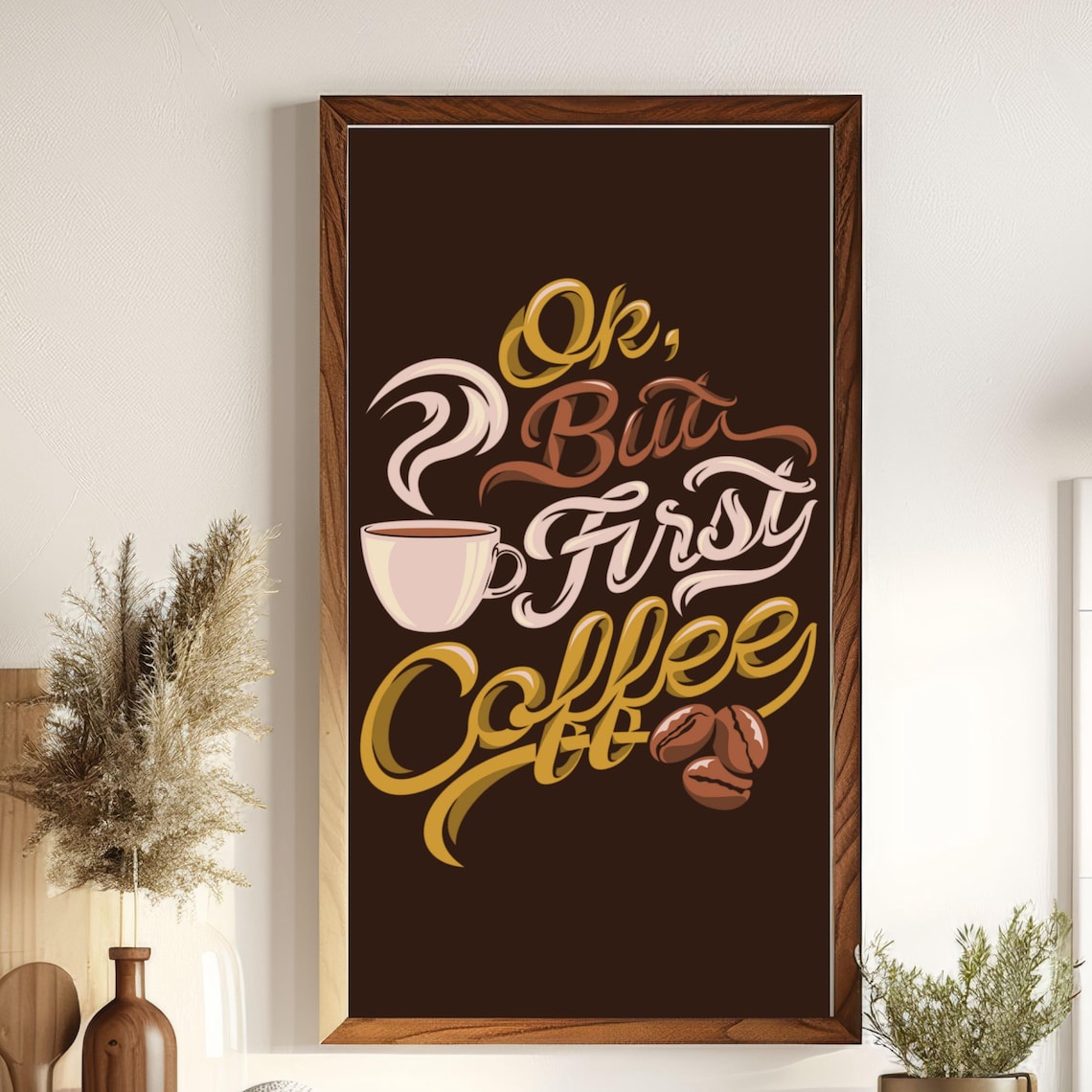 Ok First Coffee Poster, Cafe Poster, Vintage Wall Art, Kitchen Wall Art ...