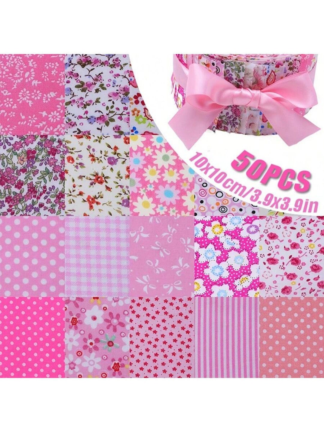 50pcs Floral Fabric Patchwork Roll Quilting Strips for DIY Crafts ...