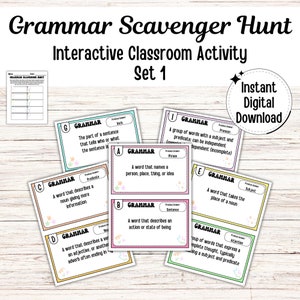 Grammar Scavenger Hunt Set 1 - Fun Classroom Activity - Etsy