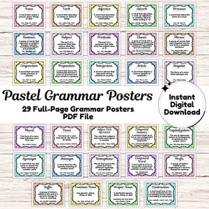Grammar Posters Printable Set of 29 | Teaching Tools & Classroom Decor ...