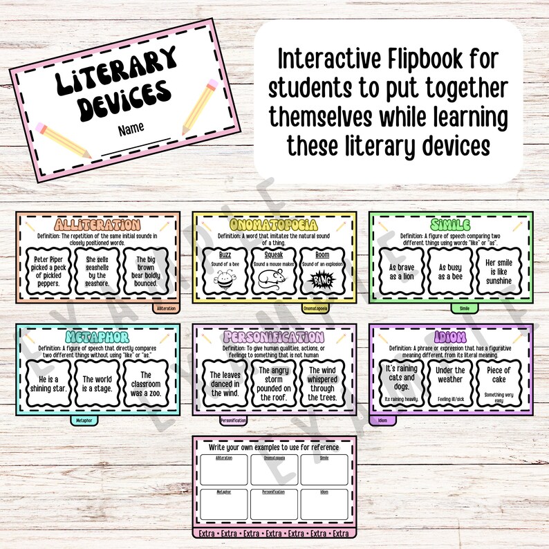 Literary Devices Flipbook Classroom Activity - Etsy