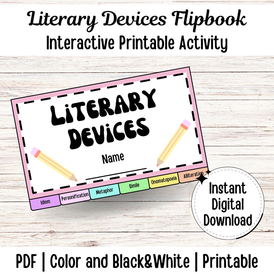 Literary Devices Flipbook Classroom Activity - Etsy