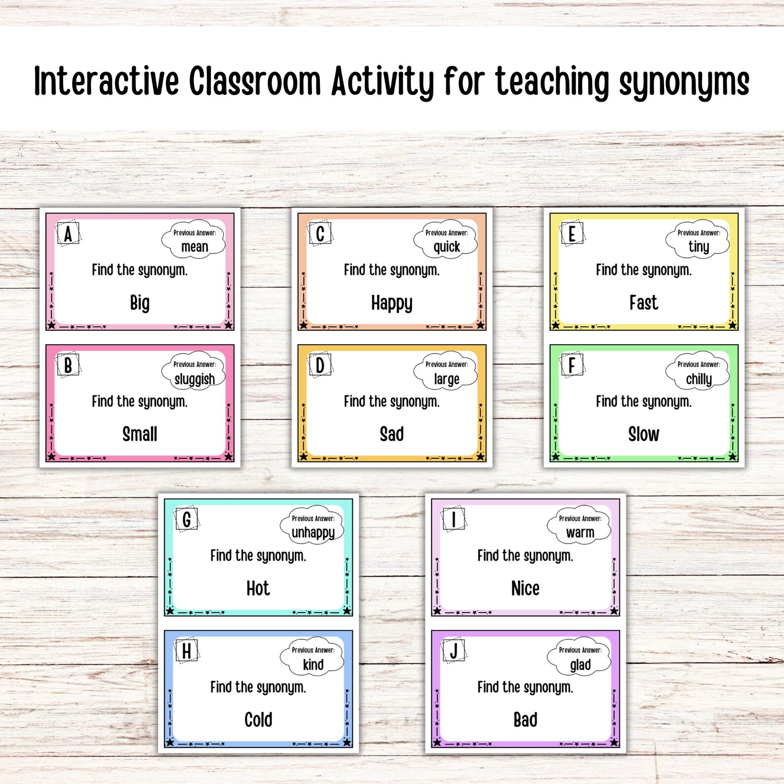 Synonym Scavenger Hunt Printable | Fun Classroom Activity for Kids - Etsy