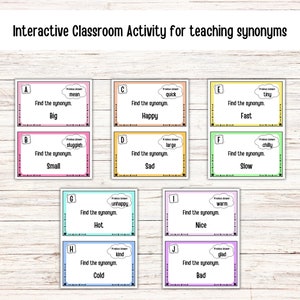 Synonym Scavenger Hunt Printable | Fun Classroom Activity for Kids - Etsy