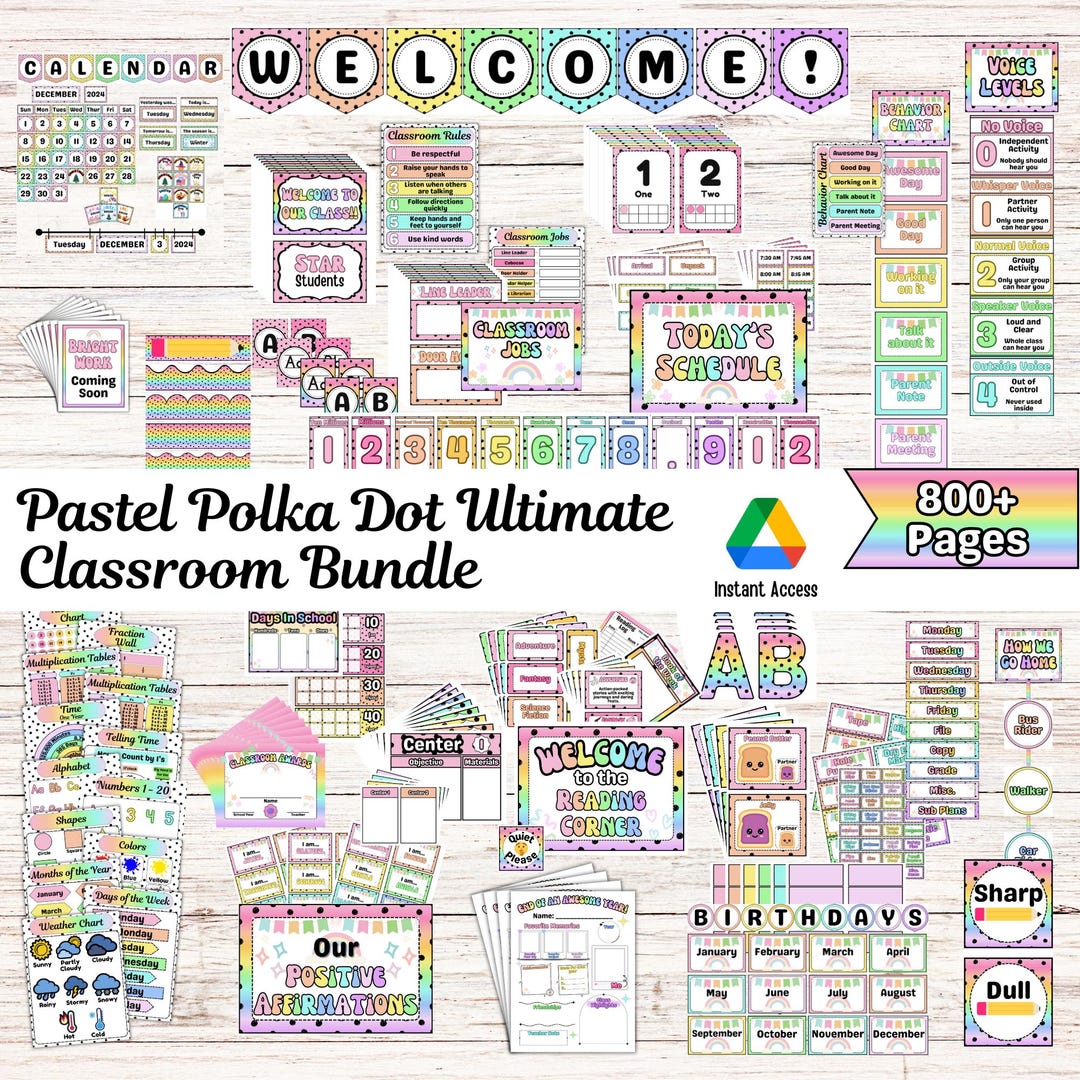 Pastel Polka Dot Ultimate Classroom Bundle - Etsy